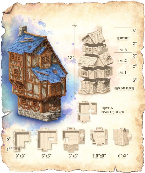 Medieval Home 28mm scale building for medieval and fantasy village ...